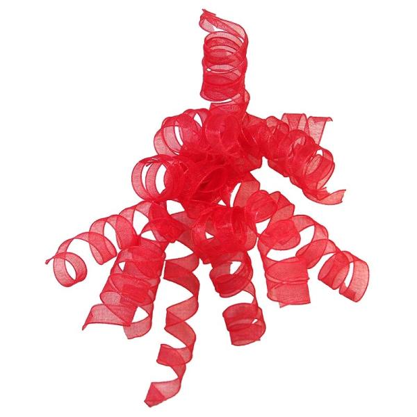 サイズ：約長さ15cm※定形外郵便物ＯＫデザイン：赤 レッド貼り付けるだけで簡単に使える、カールタイプのラッピングリボン。隙間が大きく、向こうが透けて見える生地を使ったリボン。カラーは赤色です。ラッピングやハンドメイド用品としてお使い頂けま...