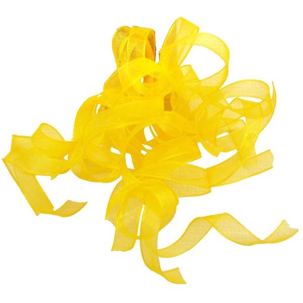 サイズ：約長さ15cm※定形外郵便物ＯＫデザイン：イエロー 黄色貼り付けるだけで簡単に使える、カールタイプのラッピングリボン。隙間が大きく、向こうが透けて見える生地を使ったリボン。カラーはイエローです。ラッピングやハンドメイド用品としてお使...