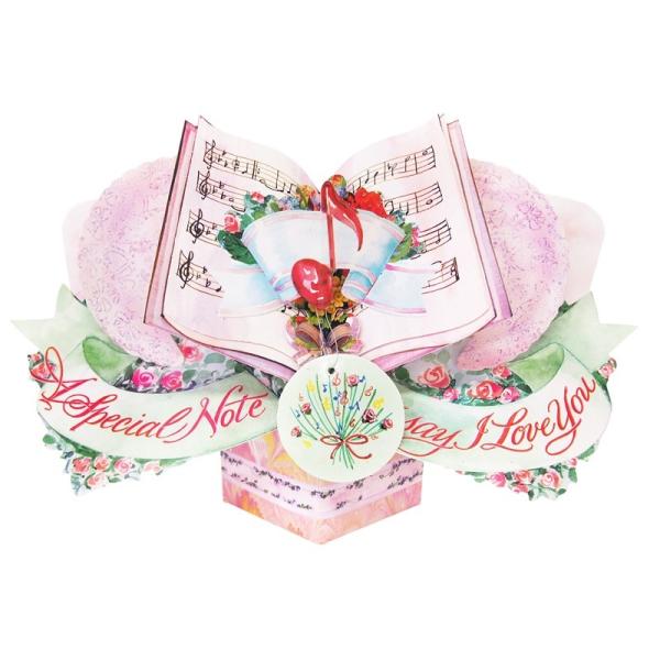 サイズ：約14×21cm（折りたたんだ状態）/封筒付き（定形外）※定形外郵便物ＯＫブランド：Second Natureデザイン：バレンタイン 楽譜 音符 花 ピンク 赤色カードを開いて飾れるSecond Natureのポップアップカード。折...