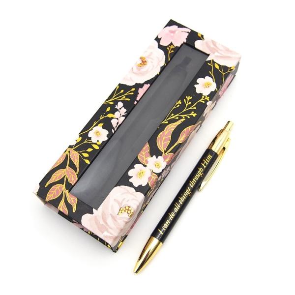 サイズ：約幅18.0×奥行き6.5×高さ3.0cm（ボックス）　　　　約長さ13.5×直径1.0cm（ペン）カラー：ブラック※定形外郵便物ＯＫブランド：Punch Studioデザイン：ブラック 花 フラワー ピンクパンチスタジオのオシャレ...