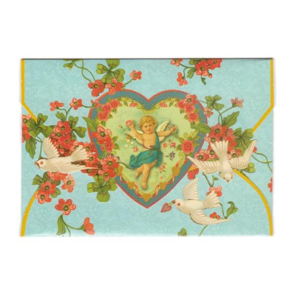 サイズ：約横幅13.0×縦幅9.0cm（封筒のサイズ）素　材：紙製※定形外郵便物可ブランド：Punch Studioデザイン：天使 キューピット エンジェル ハト 花レトロなイラストがプリントされた、オシャレなバレンタインカードです。イラス...