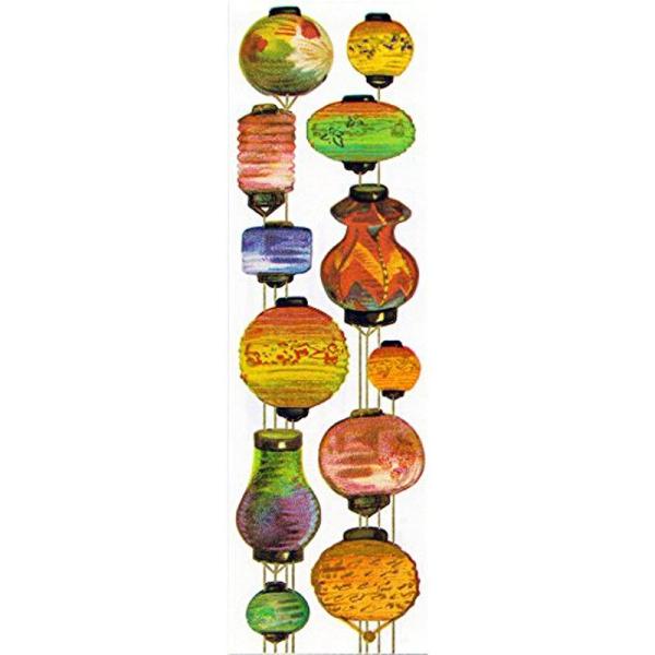 サイズ：約横幅5.0×縦幅16.3cm（シートの大きさ）素　材：紙製※定形外郵便物ＯＫブランド：Punch Studioデザイン：提灯 祭り 夏 中華 和風レトロなイラストがプリントされた数十年前のヴィンテージシールです。いろいろな形、デザ...