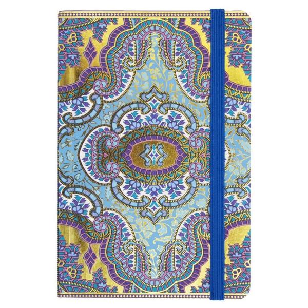 サイズ：約横幅9.0×縦幅13.5cmシート数：80シート※定形外郵便物ＯＫブランド：Punch Studioデザイン：ノート 植物 幾何学模様 青色 水色 金色オシャレなパンチスタジオの小さなジャーナルノートです。金のホイルプリントが使わ...