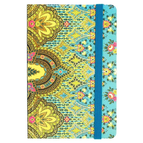 サイズ：約横幅9.0×縦幅13.5cmシート数：80シート※定形外郵便物ＯＫブランド：Punch Studioデザイン：ノート 花 植物 幾何学模様 青色 黄緑色 金色オシャレなパンチスタジオの小さなジャーナルノートです。金のホイルプリント...