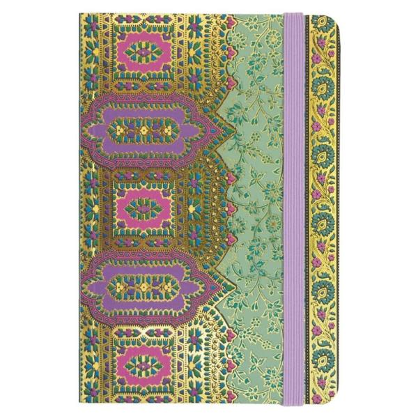 サイズ：約横幅9.0×縦幅13.5cmシート数：80シート※定形外郵便物ＯＫブランド：Punch Studioデザイン：ノート 植物 幾何学模様 緑色 紫色 金色オシャレなパンチスタジオの小さなジャーナルノートです。金のホイルプリントが使わ...