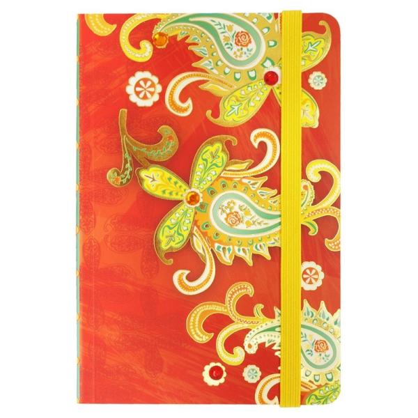 サイズ：約横幅9.0×縦幅13.5cmシート数：80シート※定形外郵便物ＯＫブランド：Punch Studioデザイン：ノート 植物 花 ペイズリー柄 赤色 黄色 金色オシャレなパンチスタジオの小さなジャーナルノートです。ペイズリー柄を中心...