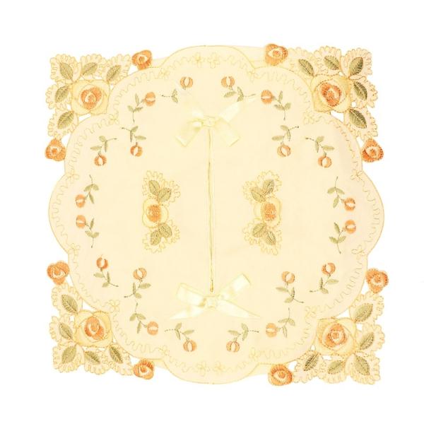 サイズ：約横幅29.0×高さ30.0cm/布素　材：布製※定形外郵便物OKブランド：クイーンアンデザイン：ティッシュ ケース リボン オレンジ 花柄高品質でエレガントなデザインが素敵なティッシュカバー。ホワイトをベースにオレンジの薔薇が描か...