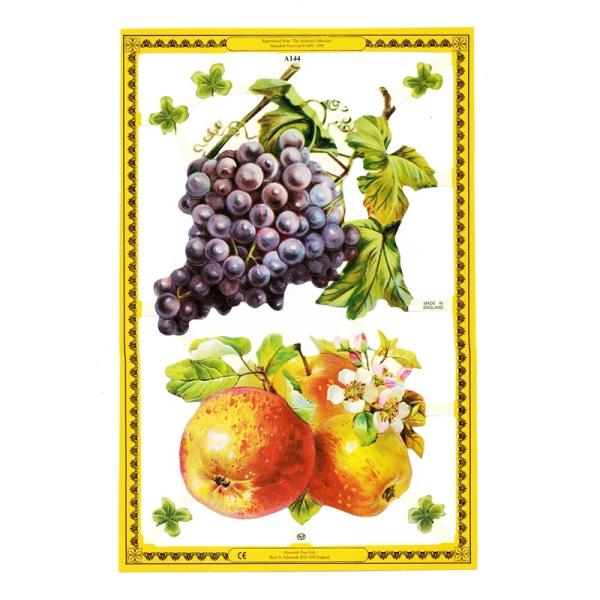 サイズ：約幅23.5×高さ16.0cm素　材：紙製※定形外郵便物可ブランド：マメロックデザイン：クロモス シート 植物 リンゴ 果実 ブドウ ハイセンスで美しいクロモス。熟した果実を描いています♪どの果物も瑞々しくておいしそうですね♪エンボ...