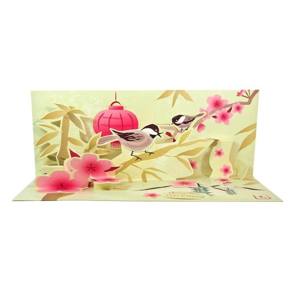 サイズ：横幅23.5×縦幅9.5cm（カードのサイズ）素　材：紙製※定形外郵便物OKブランド：Up with Paperデザイン：多目的 母の日 誕生日 バースデー 鳥 小鳥 フラワーイラストが飛び出して立体的に見えるオシャレなポップアップ...