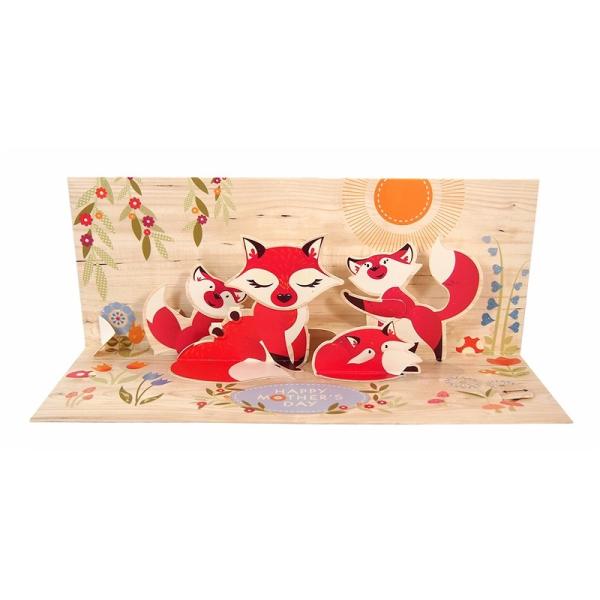 サイズ：横幅23.5×縦幅9.5cm（カードのサイズ）素　材：紙製※定形外郵便物OKブランド：Up with Paperデザイン：母の日 動物 ファミリー 狐 親子 家族イラストが飛び出して立体的に見えるオシャレなポップアップカード。キツネ...