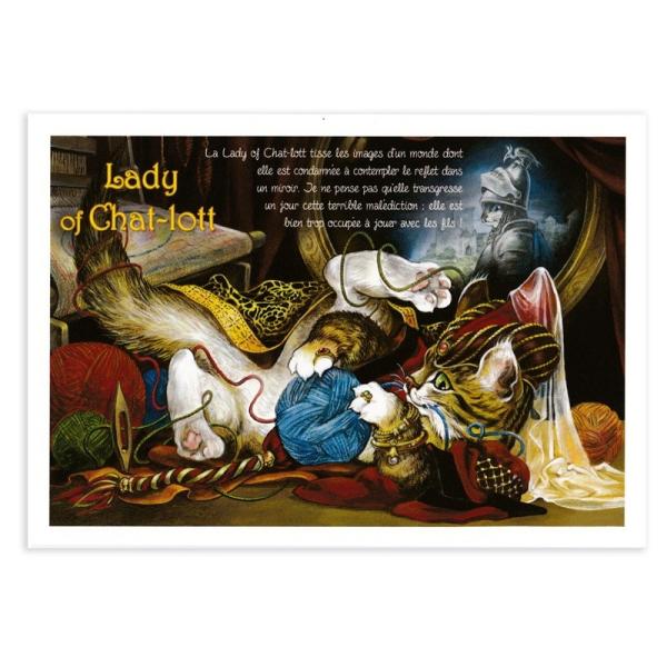 サイズ：約横幅10.5×縦幅15.1cm素　材：紙製※定形外郵便物可ブランド：AU Bord des Continentsデザイン：猫 キャット シャロット 姫 ランスロット繊細なタッチでオシャレ＆コミカルに描かれたセブリーヌピノーのネコた...