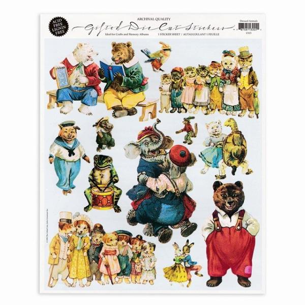 サイズ：約横幅20.5×縦幅25.5cm（シートの大きさ）素　材：紙製※定形外郵便物ＯＫブランド：Punch Studioデザイン：動物 アニマル 熊 象 猫 犬 亀 蛙レトロなイラストがプリントされた数十年前のヴィンテージシールです。動物...