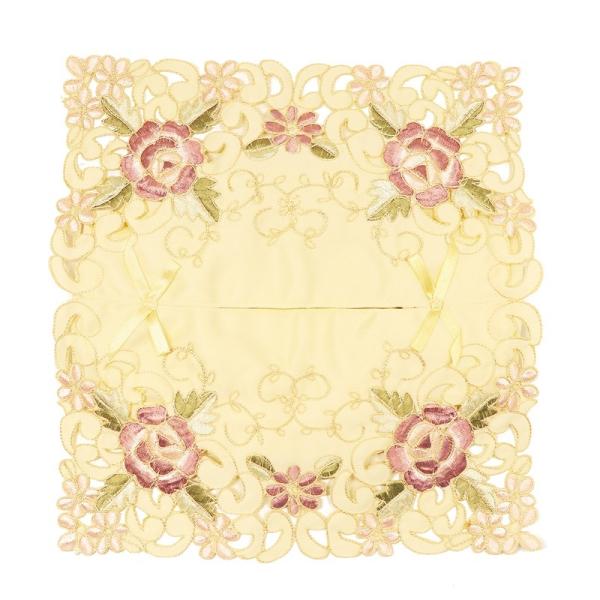 サイズ：約横幅29.0×高さ30.0cm/布素　材：布製※定形外郵便物OKブランド：ノーブランドデザイン：ティッシュ ケース リボン パープル 花柄高品質でエレガントなデザインが素敵なティッシュカバー。ベージュをベースにパープルの薔薇が描か...