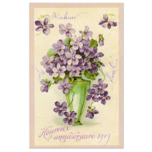 サイズ：約縦幅10.5×横幅14.0cm※定形外郵便物OKブランド：la maison de la violetteデザイン：花 すみれ 紫色 白色 フランス 西フランス 花瓶 緑色スミレの生産で有名なトゥールーズ地方をモチーフとしたスミレ...