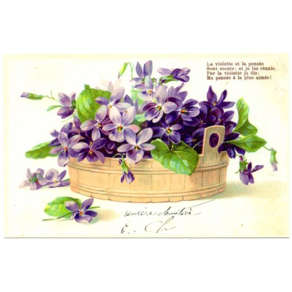 サイズ：約縦幅10.5×横幅14.0cm※定形外郵便物OKブランド：la maison de la violetteデザイン：花 すみれ 紫色 白色 フランス 西フランス 木桶 スミレの生産で有名なトゥールーズ地方をモチーフとしたスミレの輸...