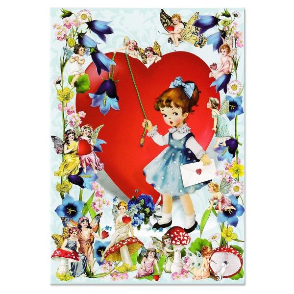 サイズ：約12.5×17.5cm（封筒サイズ）※定形外郵便物ＯＫブランド：Roger la Bordeデザイン：バレンタイン 女の子 花 キノコロジャーラボード社のオシャレなバレンタインカード。大きくデザインされた真っ赤なハートの前に、ラブ...