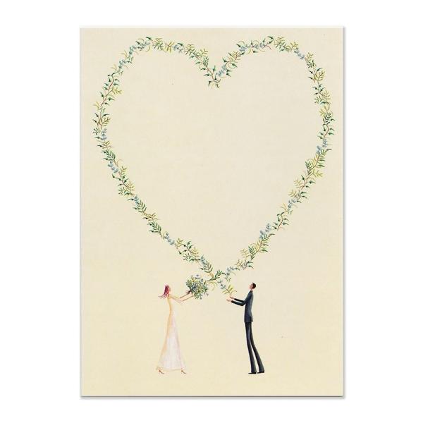 サイズ：約12.5×17.5cm（封筒サイズ）※定形外郵便物ＯＫブランド：Roger la Bordeデザイン：結婚 新郎新婦 ハート ブーケロジャーラボード社のオシャレな結婚祝いのカード。落ち着いたイエローの背景に、新郎新婦のイラストが描...