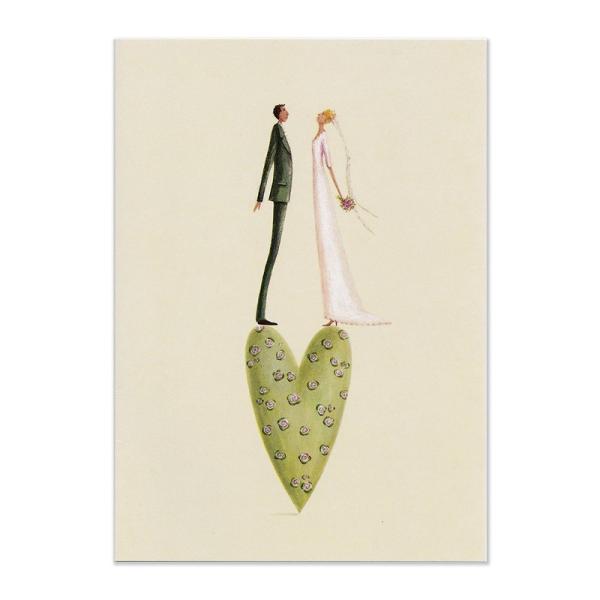サイズ：約12.5×17.5cm（封筒サイズ）※定形外郵便物ＯＫブランド：Roger la Bordeデザイン：結婚 新郎新婦 ハート ブーケロジャーラボード社のオシャレな結婚祝いのカード。落ち着いたイエローの背景に、可愛らしいグリーンのハ...