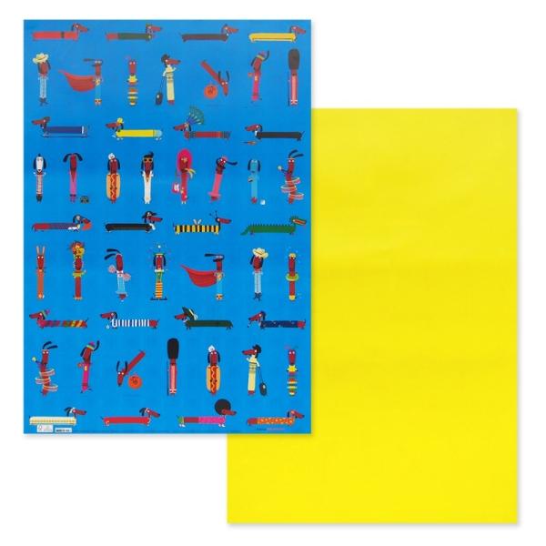 サイズ：約横幅48.5×縦幅69.5cm※定形外郵便物不可ブランド：Roger la Bordeデザイン：犬 ドッグ ダックス 青 コスプレロジャーラボード社のオシャレな包装紙。両面とも別柄がプリントされています。表面には鮮やかなブルーに、...