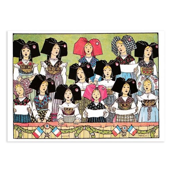 サイズ：約縦幅10.5×横幅15.0cm※定形外郵便物OKブランド：Hansiデザイン：男の子 女の子 フランス 民族衣装 子供 合唱コルマール出身の画家「ハンジ」が描く、フランスアルザス地方の民族衣装を着た子供たちのイラスト。様々な柄の民...
