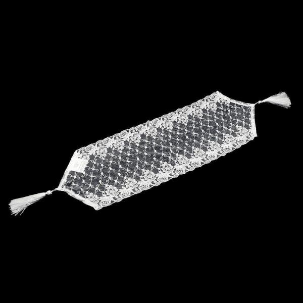 サイズ：約18.5×60cm/レース素　材：ポリエステル※定形外郵便物ＯＫデザイン：テーブルセンター 植物 レース ホワイト ボタニカル細やかなレースで作られたテーブルセンターです。柔らかいレースの生地に繊細な刺繍が施されています。可愛らし...