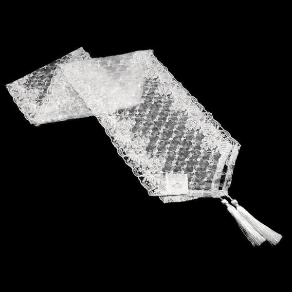 サイズ：約18.5×150cm/レース素　材：ポリエステル※定形外郵便物ＯＫデザイン：テーブルセンター 植物 レース ホワイト ボタニカル細やかなレースで作られたテーブルランナーです。柔らかいレースの生地に繊細な刺繍が施されています。可愛ら...