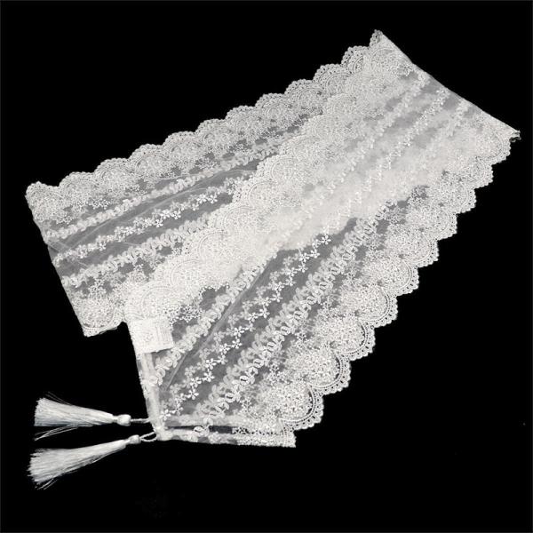 サイズ：約24.5×240.0cm/レース素　材：ポリエステル※定形外郵便物ＯＫデザイン：テーブルセンター 植物 レース ホワイト ボタニカル細やかなレースで作られたテーブルランナーです。柔らかいレースの生地に繊細な刺繍が施されています。可...