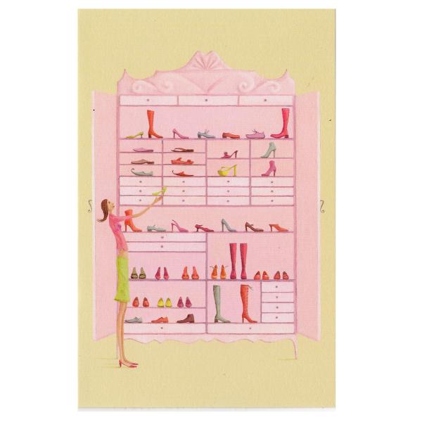 サイズ：約12.6×17.4×cm（封筒サイズ）※定形外郵便物ＯＫブランド：Roger la Bordeデザイン：大きな靴タンス女性が靴を手に持ちながら女性二人分は、有りそうな靴箪笥の中から靴を選ぶ場面が描かれています♪<br>...