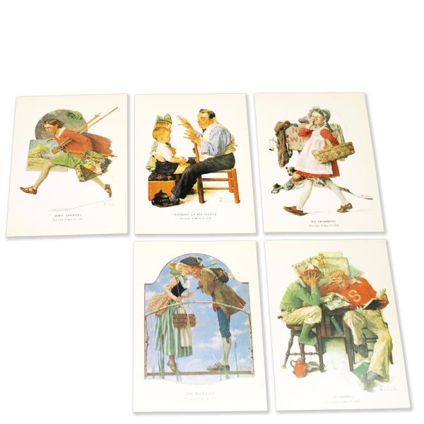 size:約縦幅14.5×横幅9.5cm/紙製品※定形外郵便物OKデザイン：マジシャン 本 画家今回ご紹介する商品は、アメリカの著名なイラストレーター、ノーマン・ロックウェル（Norman Rockwell）による5枚の作品がポストカードに...