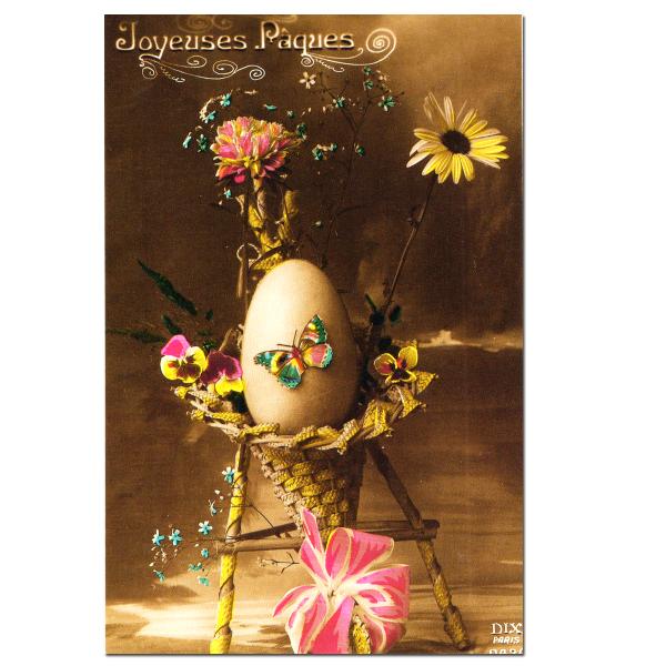 size約縦幅14.5×横幅9.5cm/紙製品※定形外郵便物OKデザイン：蝶 イースターエッグ フラワー元になったポストカードは1907年から1915年ごろの時代にDIX Parisによって発行されたものと思われます。色とりどりの花やカラフ...