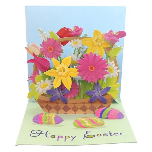 サイズ：横幅13.3×縦幅13.3cm（カードのサイズ）素　材：紙製※定形外郵便物OKブランド：Up with Paperデザイン：イースター easter タマゴ エッグ 花 春イラストが飛び出して立体的に見えるオシャレなポップアップカー...