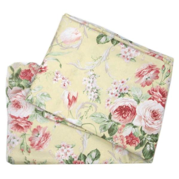 サイズ：約横幅190.0×縦幅135.0cm素　材：ポリエステル100％ 撥水加工※定形外郵便物ＯＫデザイン：トップクロス 撥水 花 黄色 ピンク 緑色光沢感のある生地に華やかな花柄が描かれたオシャレなテーブルクロスです。薄手の生地ですがし...