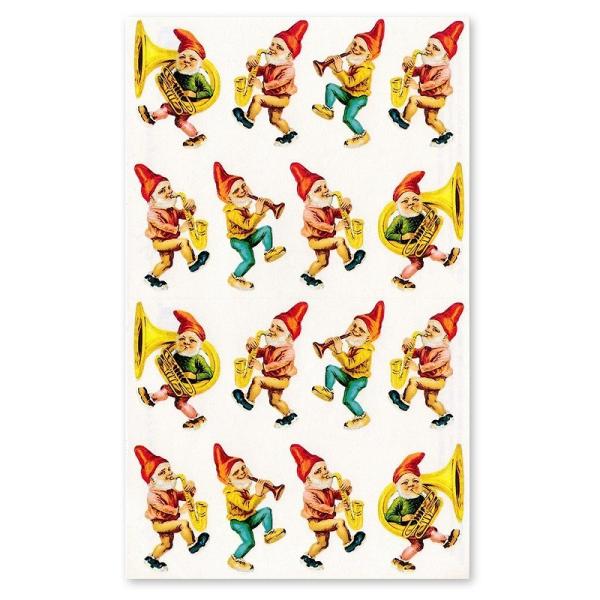 サイズ：約横幅10.0×縦幅16.3cm（シートの大きさ）素　材：紙製※定形外郵便物ＯＫブランド：Punch Studioデザイン：妖精 ドワーフ 楽器 吹奏楽 金管楽器レトロなイラストがプリントされた数十年前のヴィンテージシールです。ホー...