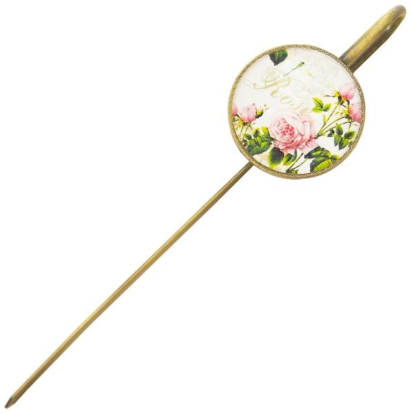 サイズ：約直径4.5×厚さ1.5cm（モチーフ）　　　　約全長14.0cm素　材：スチール※定形外郵便物ＯＫデザイン：栞 花 薔薇 蜻蛉 ピンク 白色 緑色アンティーク風の絵柄がオシャレなブックマーカーです。モチーフには複数のバラとトンボが...