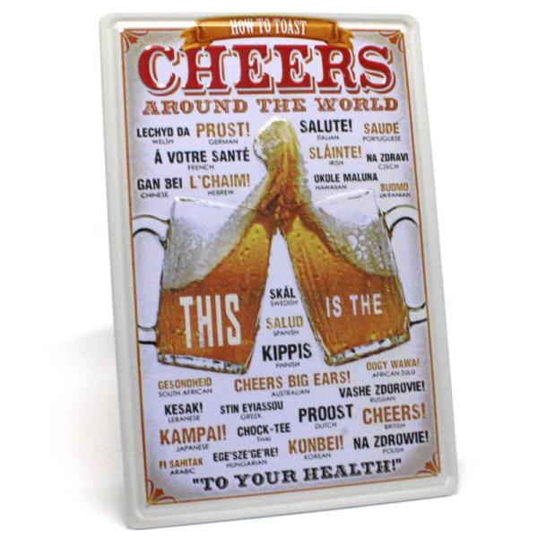 サイズ：約縦30.0×横20.0cm※定形外郵便物OKデザイン：アメリカ ガレージ 看板 ポスター アンティーク調のメタルプレートビールジョッキのデザインが描かれたアメリカンなメタルプレートです。表面はエンボス加工されている為、光の反射がイ...