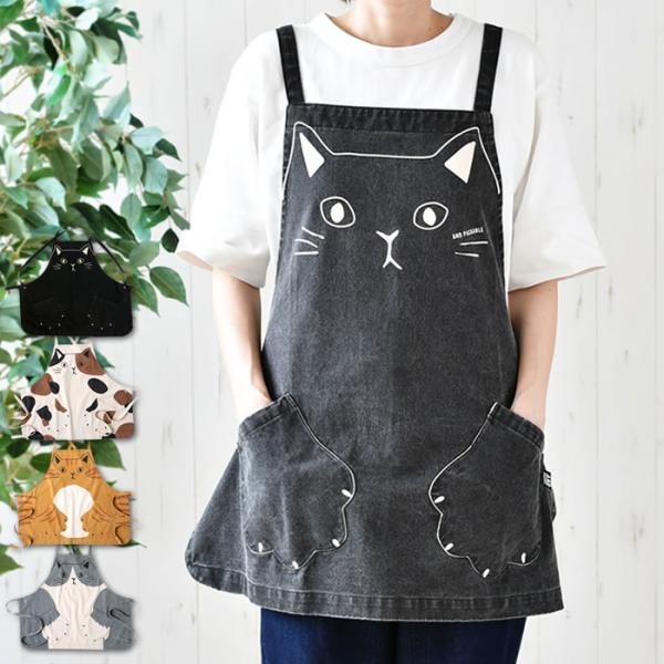 検索キーワードエプロン おしゃれ 猫 バッククロス ショートエプロン エプロン かわいい 綿100％ ねこ 猫の手 短め バッククロス 大人 子供
