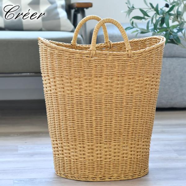 検索キーワード洗濯かご おしゃれ かご バスケット 持ち手 クレエ バスケット クレエ creer ユティルナイール ランドリーオーバルバスケット ナチュラル 浴室 収納 整理 スリム 手編み 水まわり 北欧 隠す 洗面 インテリア