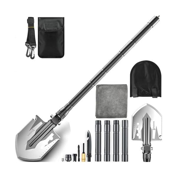 折りたたみ・高耐久・多用途設計：高耐久素材と高合金マンガン鋼を採用し、10年間使用しても錆びにくい優れた耐久性を備えています。人間工学に基づいたデザインにより、キャンプや登山などのアウトドアシーンで快適に使用可能です。エッジ加工されたブレー...