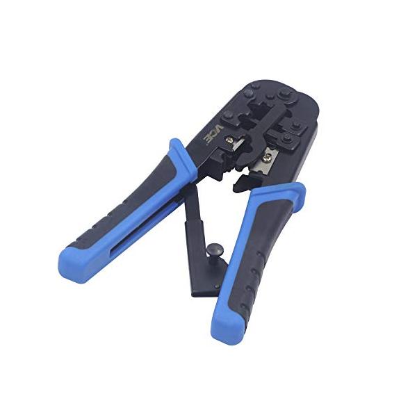・青＋黒 Small ・機能：RJ45、RJ12、 RJ11コネクタをかしめペンチです。8P8C LANケーブル、6芯、4芯電話コードに対応できる。・多機能：外皮剥く、ワイヤー切断、端子圧着多機能持ち工具です。一つでカットから圧着まで完了で...