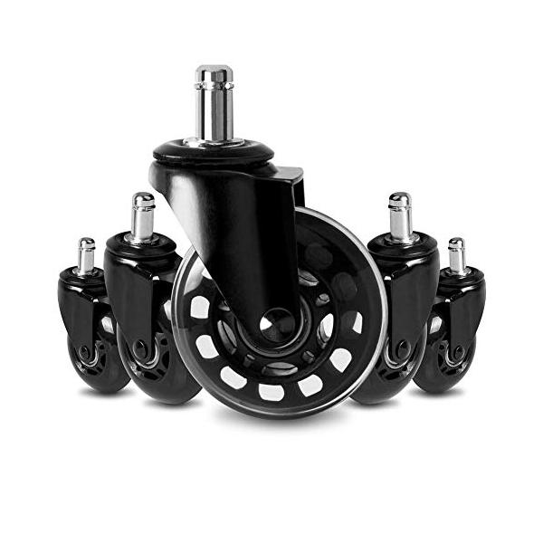 ・黒 75mm ・・Size:75mm・【高品質】： ポリウレタン製のタイヤが耐久性と柔らかさの両立で軽量且つ頑丈で回転スムーズなキャスター、フローリングに傷付きにくいです、広葉樹、ラミネート、タイル、スレート、カーペット、コンクリート、フ...