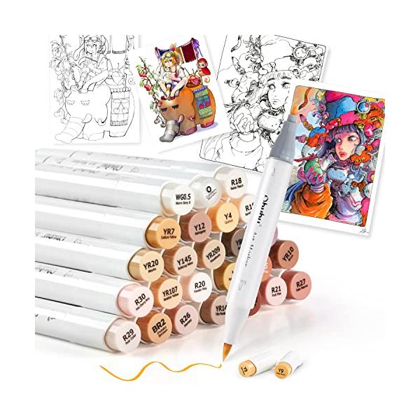 筆・細字・肌色  Y30-80400-24-OH・・Style:筆・細字・【肌色・茶色系カラー】お肌の描写に向いている24色のスキンカラーセットです。髪の毛などの細い部分をはみ出さずに綺麗に塗ることができます。イラスト制作に便利で、キャラク...