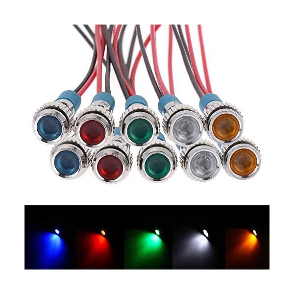 6mm・E462-10個 6mm 10個 ・パッケージに含まれるもの：10個のLEDインジケーター（混合色）。・特徴：定格電圧：DC 12-24V 定格電流：20mA、定格消費電力：0.06W;明るい色：赤/オレンジ/青/緑/白。・安全で耐...