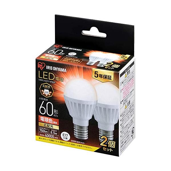 2個セット・電球色 60W LDA7L-G-E17-6T62P・・Size:60W・商品サイズ(cm):直径約3.8×高さ約7.4・保障期間:5年・電源:100V(50/60Hz共用)・定格消費電力:6.5W・本体重量(kg):0.046kg