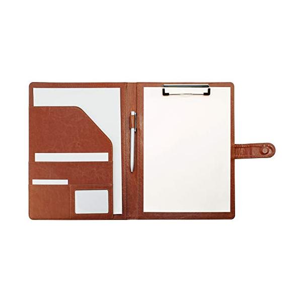 ・茶色  ・・Color:茶色・左側のポケットはカードや名刺、チケットなどの収納にピッタリです。真ん中にペン挿し１か所も用意しておきます。・素材：PUで高品質で高級感が出ています。・360度折りたたむことができ、立って書いても安定しています...