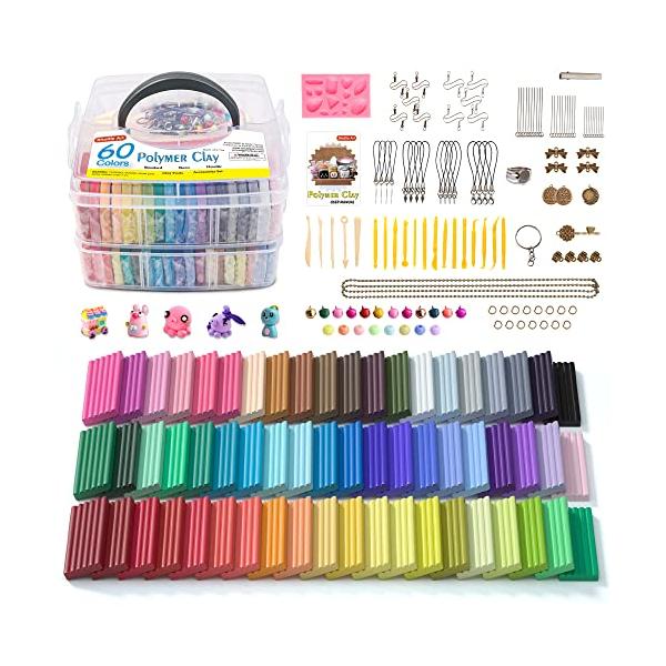 ・60 色  SA PC60 UPC・60色オーブン粘土驚くほど60色が揃ったポリマークレイキットで、日常的によく使われる色がすべて含まれています。豊なカラーバリエーションで、焼いた後も鮮やかさを保ち、様々な色の組み合わせを試すことが可能で...