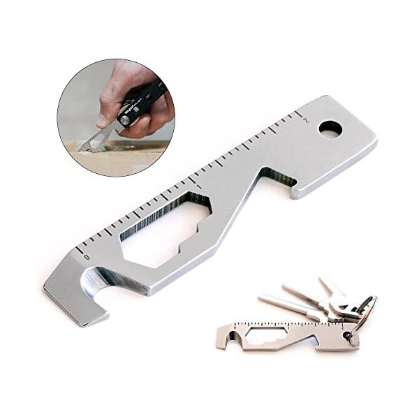 ・シルバー10合1キー工具  J27AT305・・Color:シルバー10合1キー工具・カラー： シルバー サイズ：約8*2cm 製品の内容：1つ・材質：熱処理の420ステンレス鋼を采用して、耐腐食、耐摩耗、丸い角の設計は財布の中に入れて傷...