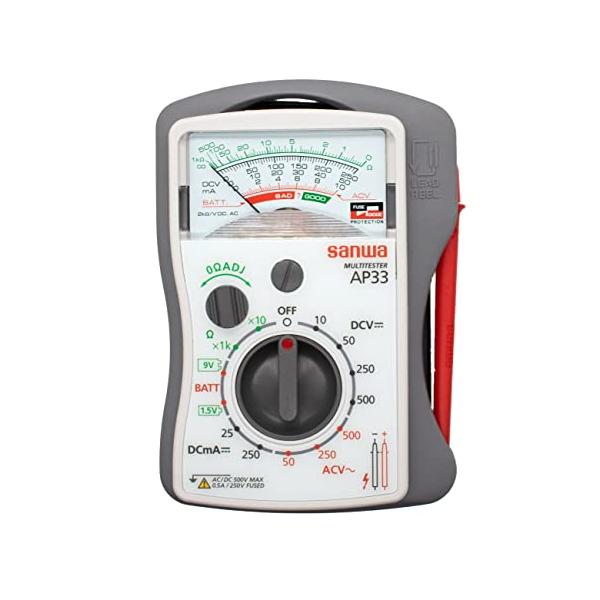 コンパクト・ホワイト  AP-33・・PatternName:単品・●直流電圧(V):500・●交流電圧(V):500・●直流電流(A):0.25・●交流電流(A):-・●抵抗(Ω):500K