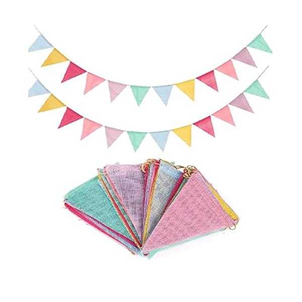 ・カラフル-2PCS  ・・Color:カラフル-2PCS・商品情報2本入り。1本旗の数：12枚。1本全長：4m、ワンピースサイズ：13* 17cm。・高品質高品質の麻生地で作られています。無毒、無味、また、丁寧に縫合され、耐久性は高いです...