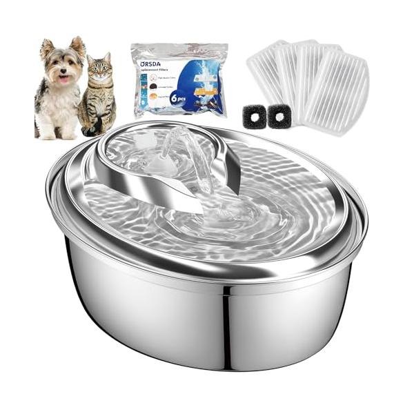 シルバー/3L自動給水器/D60・MaterialType:ステンレス鋼・????3L大容量・猫多頭飼いに・犬も適用ORSDA 3Lの犬猫水飲み器はお留守番の時、多頭飼いの給水も安心です。受け皿のデザインは凹んでいて、水が溜まられて、犬も心...