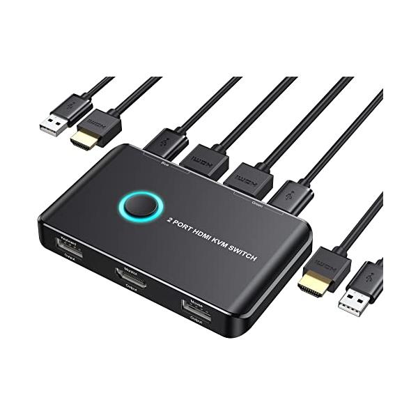 ・ KVMスイッチ KVM-Switches・【HDMI 2入力1出力KVM 切替器】?このkvm 切替器は二つのHDMI設備の信号を受け、一つの信号を切り替えて出力するようにできる機器です。この一台のkvmスイッチがあれば、二台のパソコン...